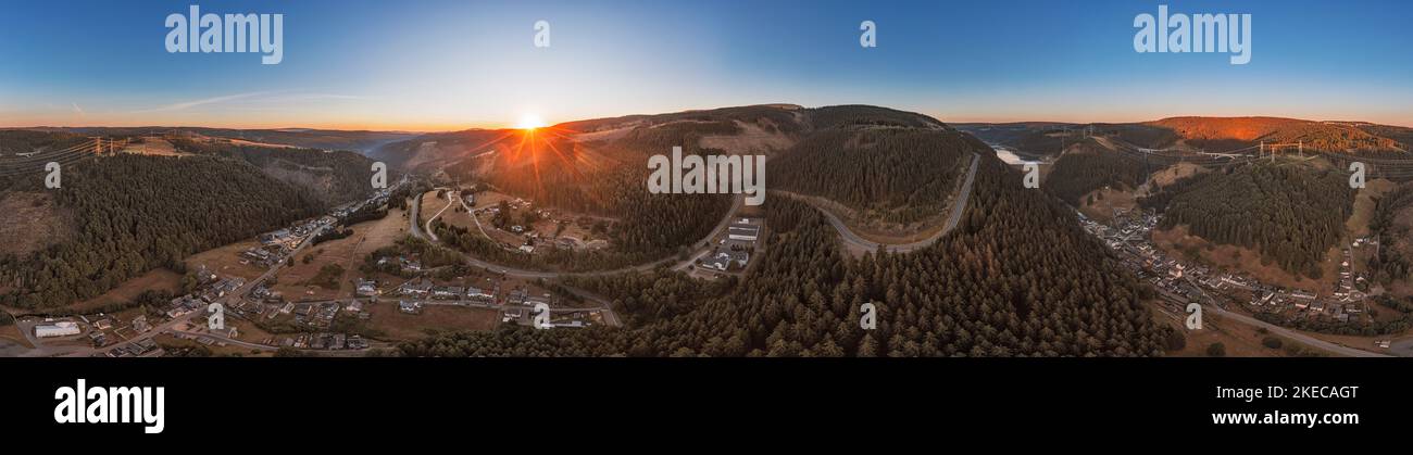 Germany, Thuringia, Goldisthal, village, road, operating building, dam ...
