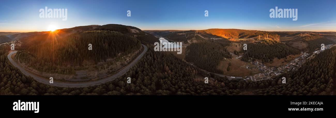 Germany, Thuringia, Goldisthal, village, road, dam, dam wall, largest ...