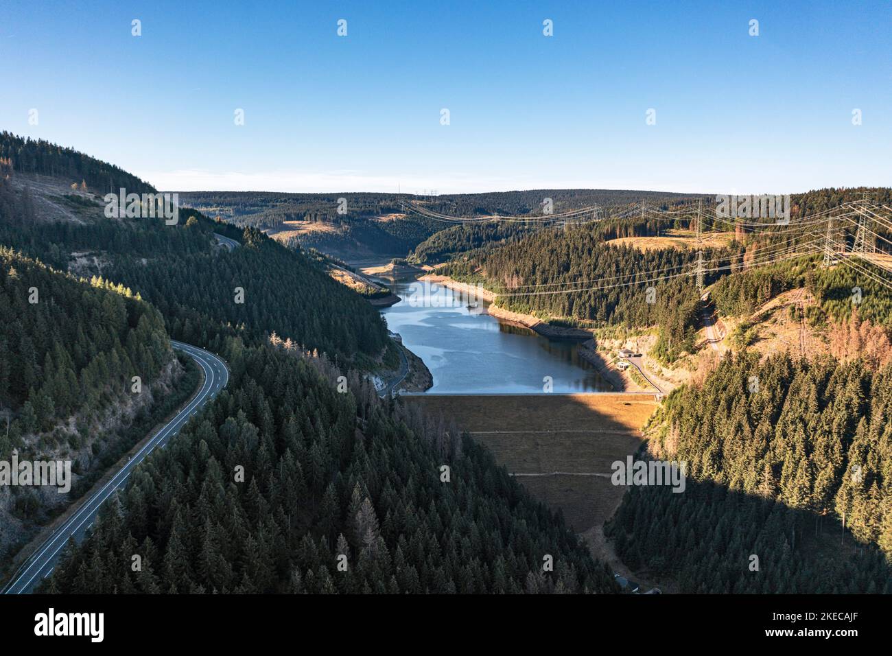 Germany, Thuringia, Goldisthal, dam, dam wall, largest pumped storage ...