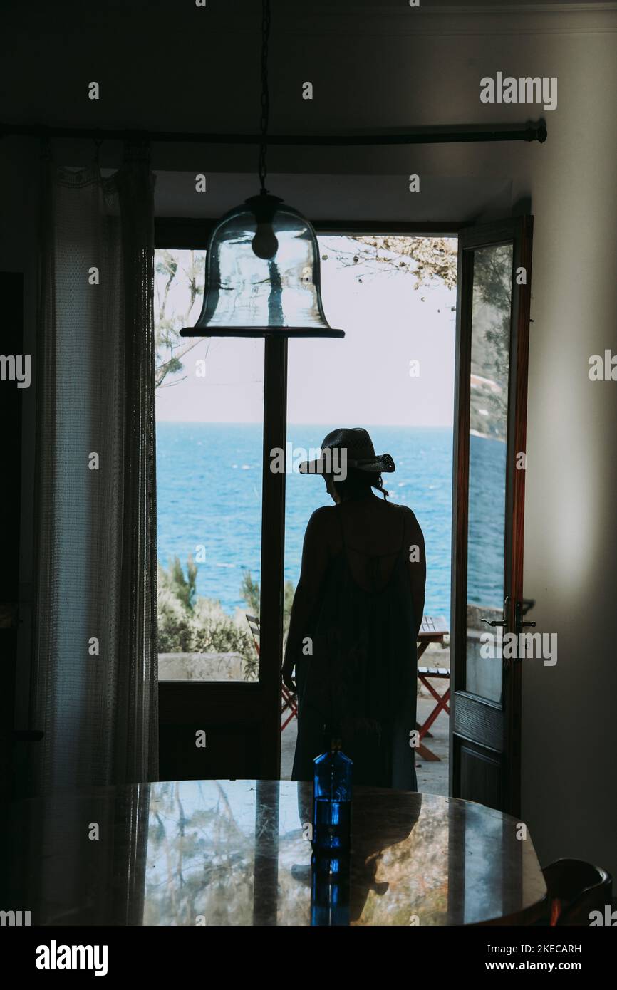 Woman swimming sea view hi-res stock photography and images - Alamy