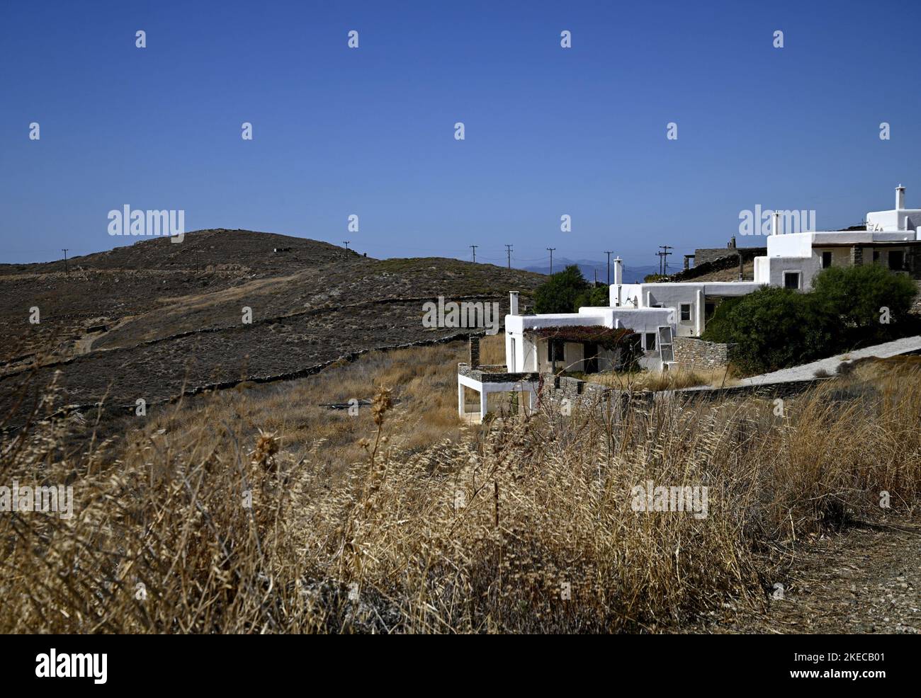 Landscape with panoramic view of traditional Cycladic architecture ...