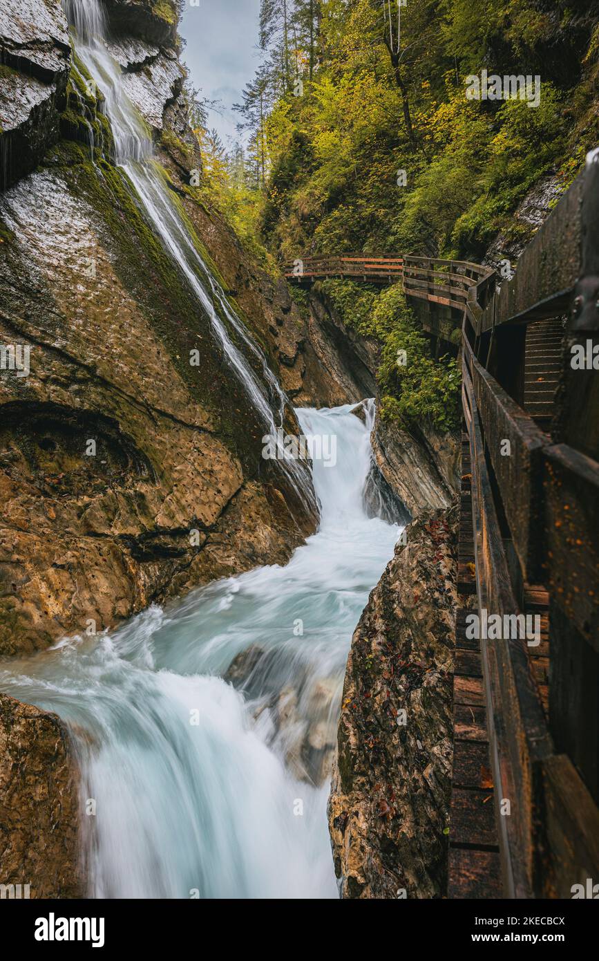 Wimbachklamm gorge in autumn. Ramsau near Berchtesgaden, Bavaria ...