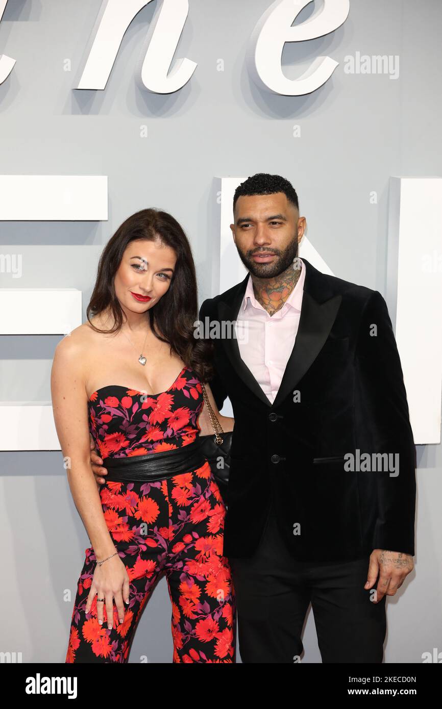 Jess Impiazzi and Jermaine Pennant attend the UK Premiere of "The Menu ...