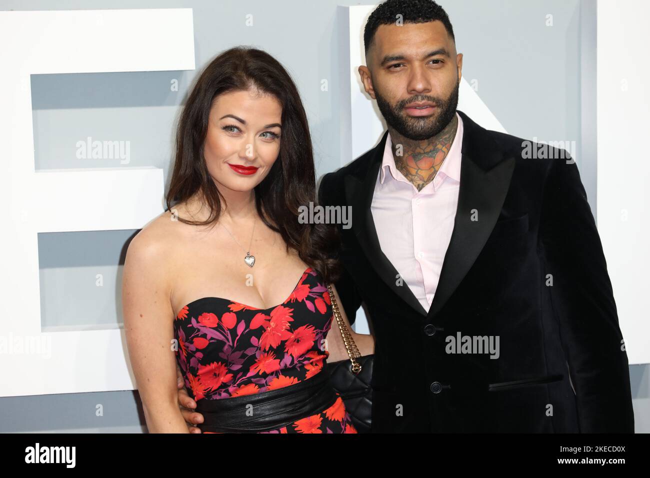 Jess Impiazzi and Jermaine Pennant attend the UK Premiere of "The Menu ...
