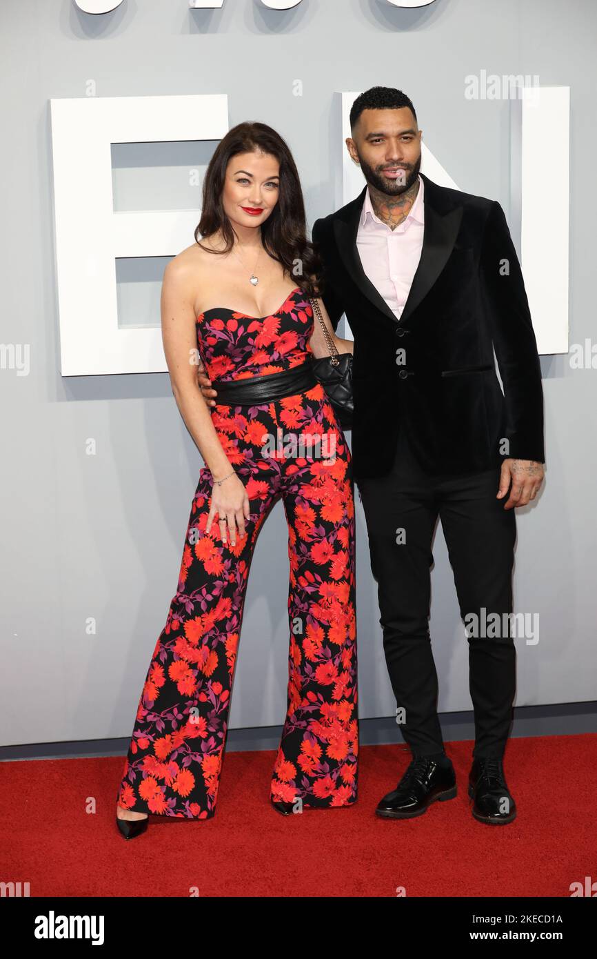 Jess Impiazzi and Jermaine Pennant attend the UK Premiere of "The Menu ...