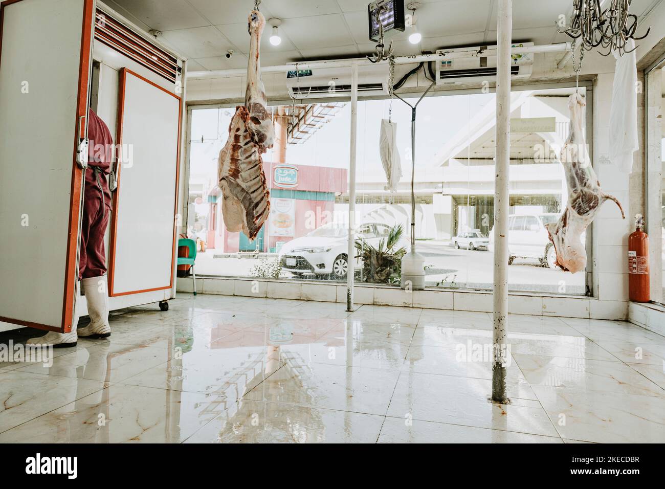 Saudi Arabia, Najran province, Najran, butcher shop, cold room Stock ...