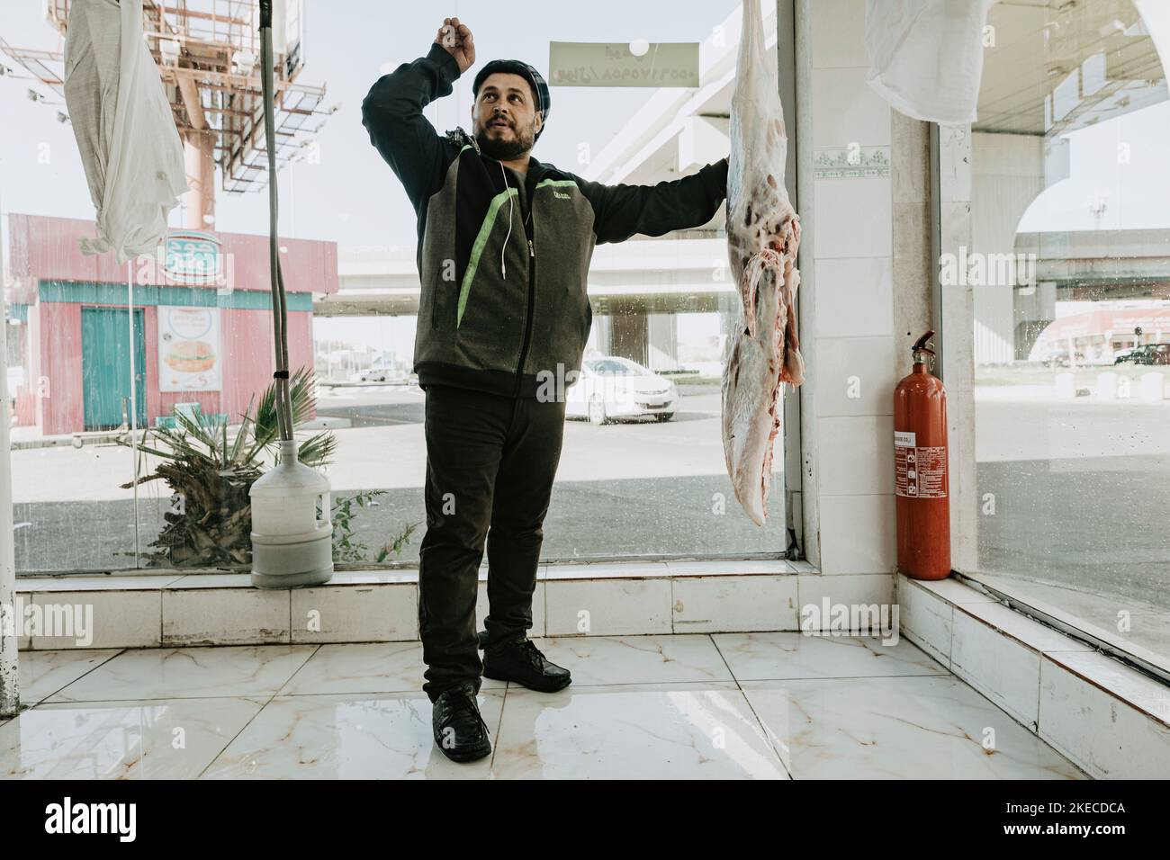 Saudi Arabia, Najran province, Najran, butcher shop, man Stock Photo ...