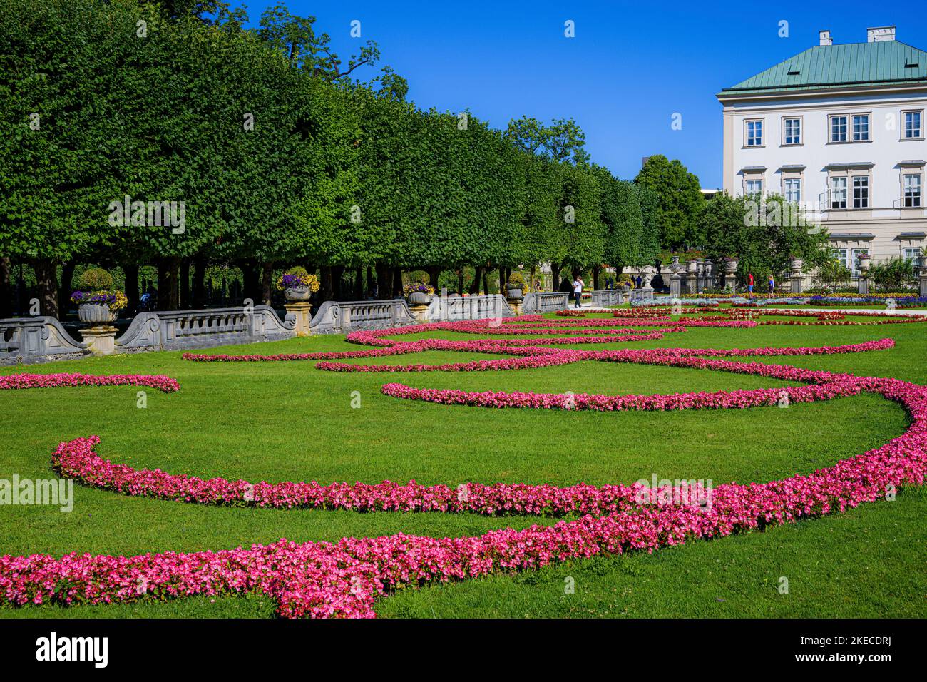 Flower beds to see in Mirabell Garden in Salzburg, Austria, Europe ...