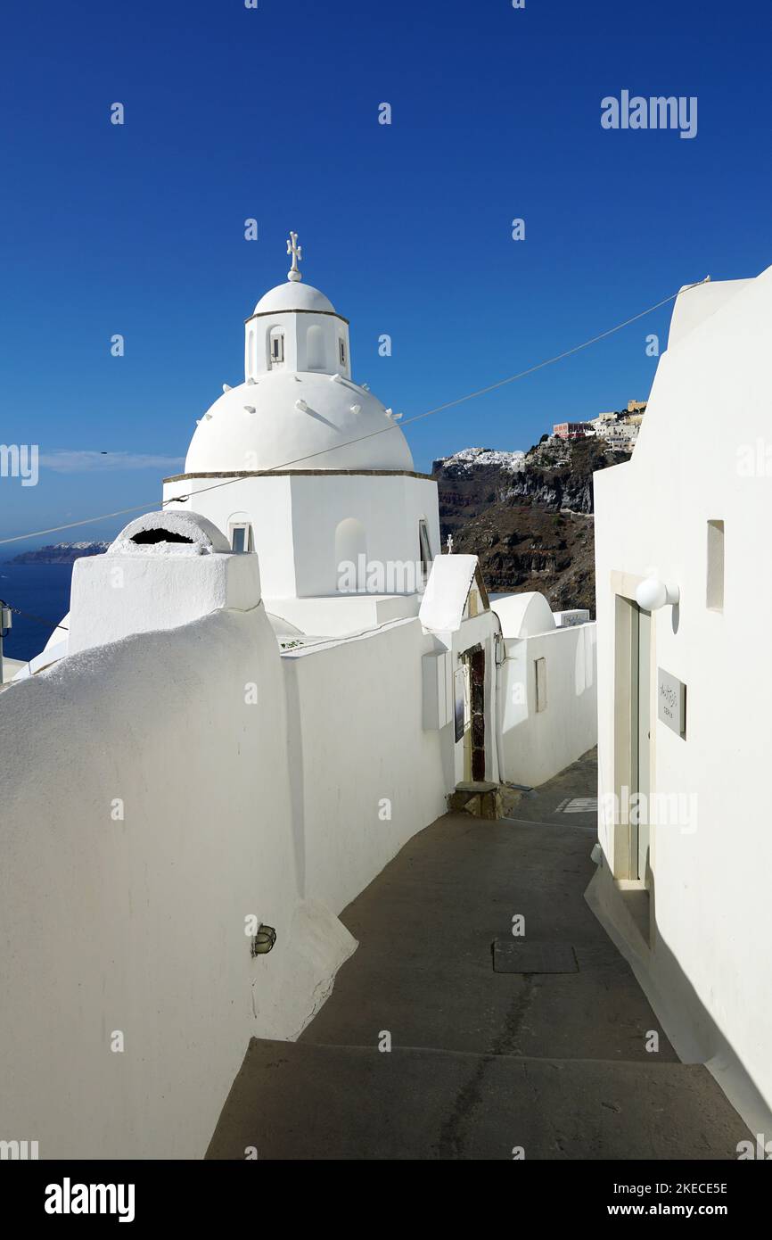 Holy Church of Agios Minas, Fira, Santorini, Greece, Europe Stock Photo ...
