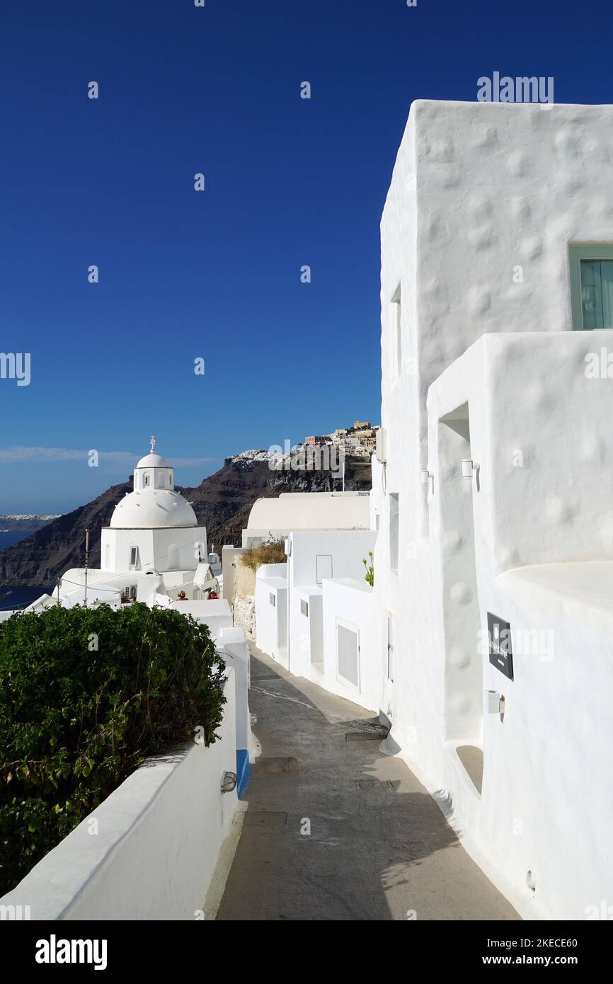 Holy Church of Agios Minas, Fira, Santorini, Greece, Europe Stock Photo ...