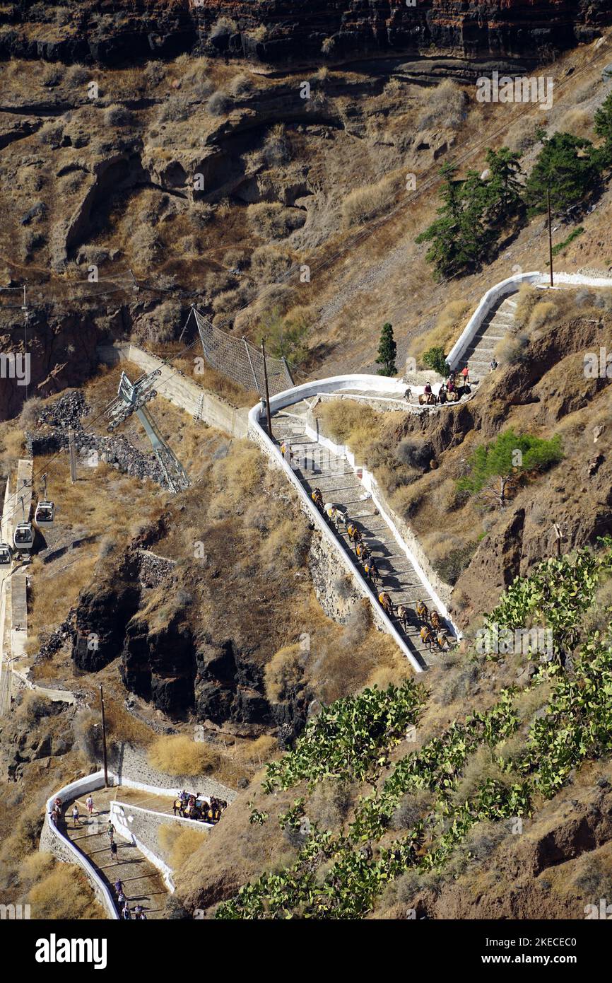Karavolades Stairs, Fira, Santorini, Greece, Europe Stock Photo - Alamy