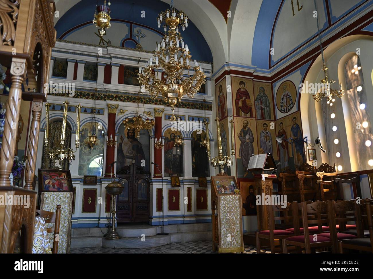 Scenic interior view of Panaghia Kastriani an 18th century Greek ...