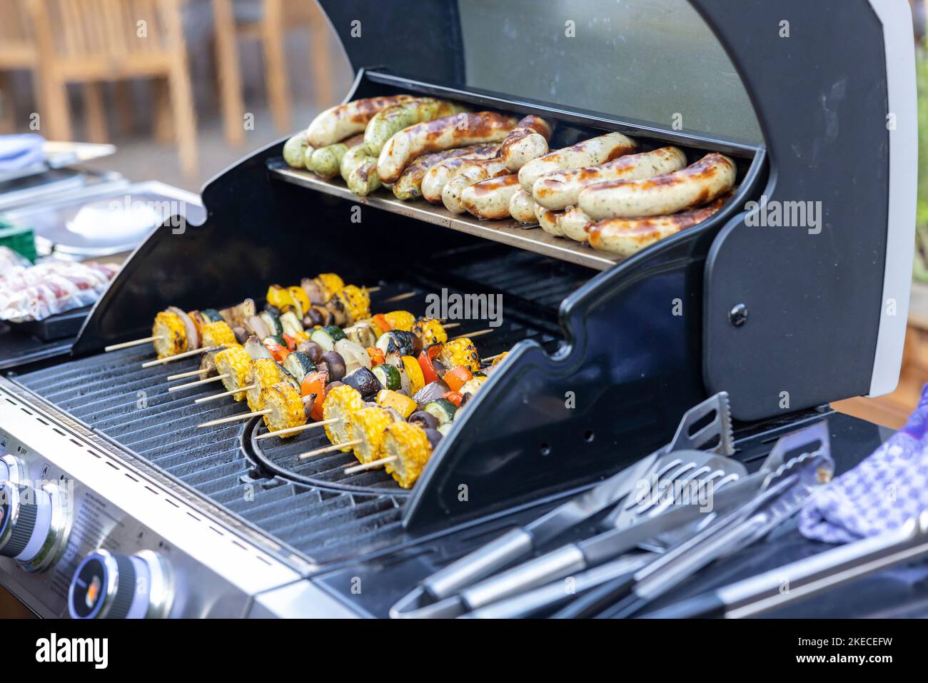 Large gas grill for an event in the restaurant Stock Photo - Alamy