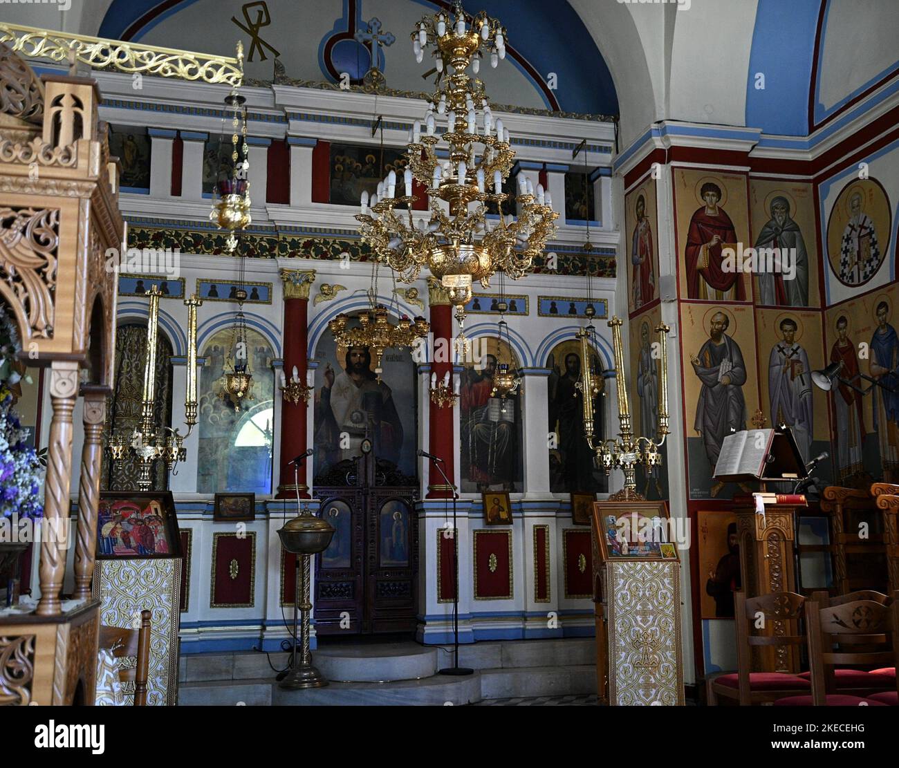 Scenic interior view of Panaghia Kastriani an 18th century Greek ...