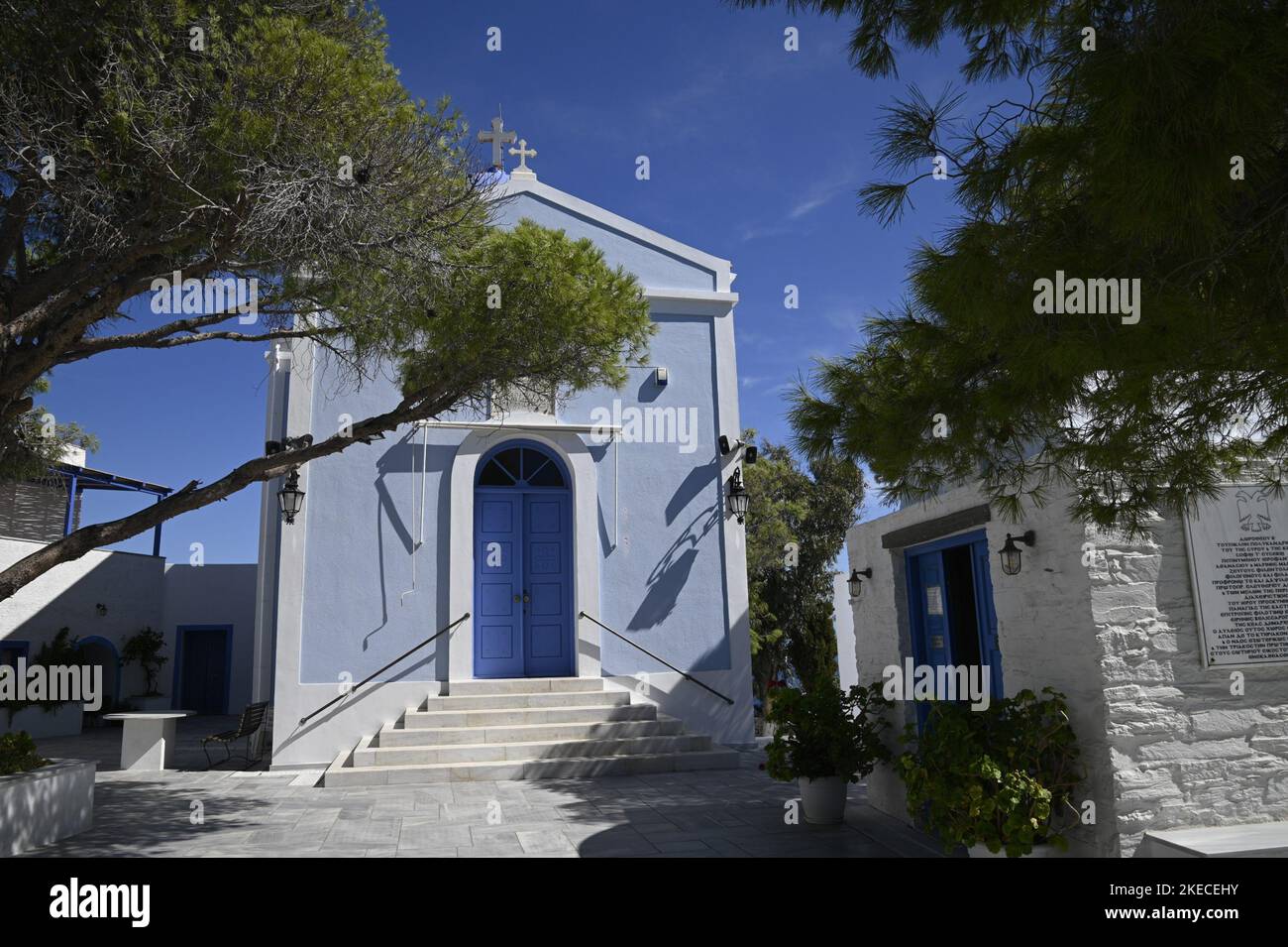 Landscape with scenic view of Panaghia Kastriani an 18th century Greek ...