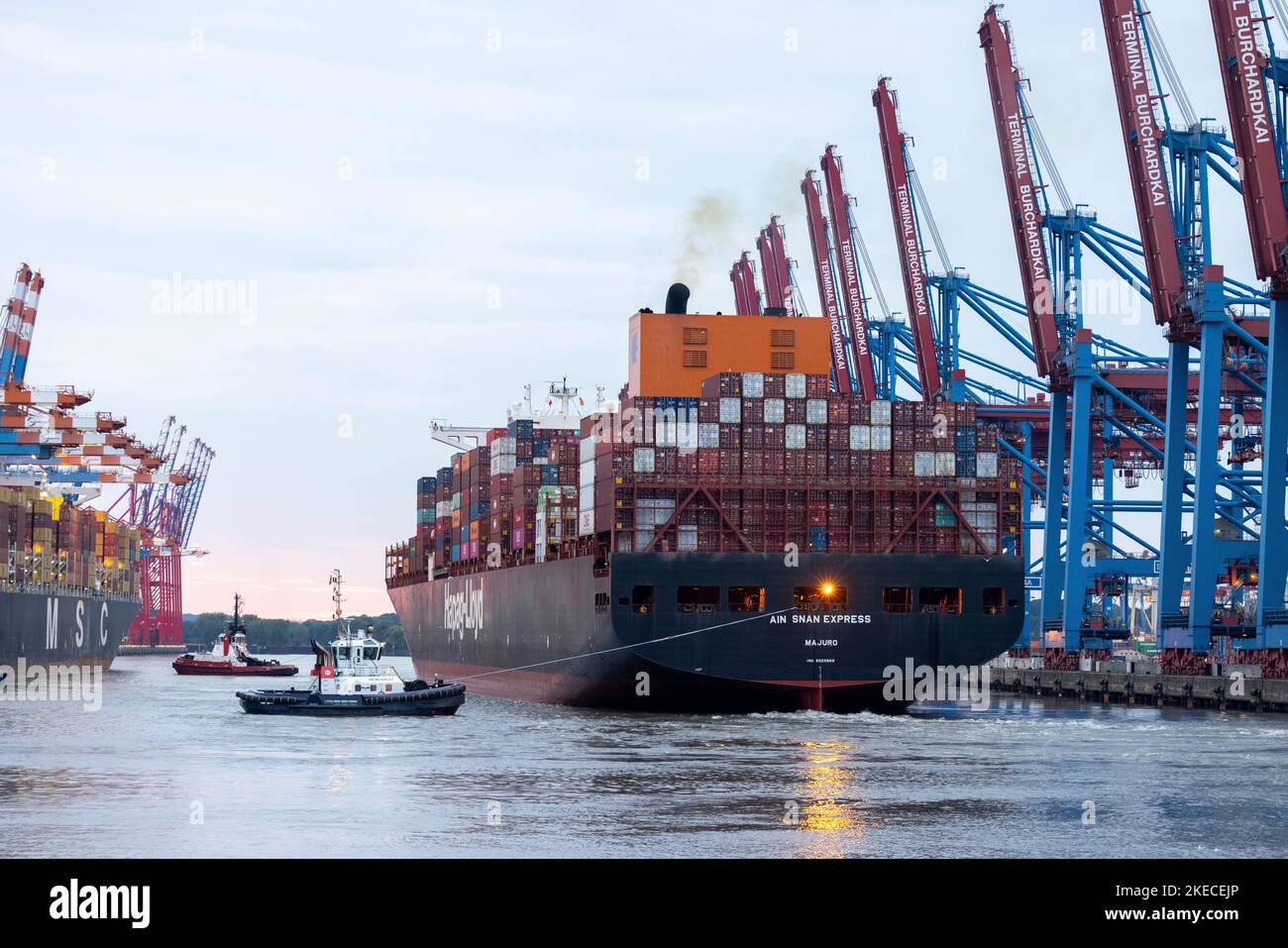 The container ship Ain Snan Express leaving the Container Terminal ...