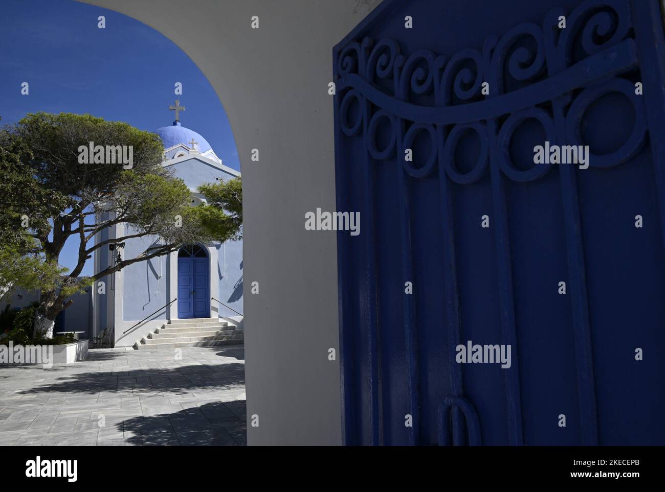 Landscape with scenic view of Panaghia Kastriani an 18th century Greek ...