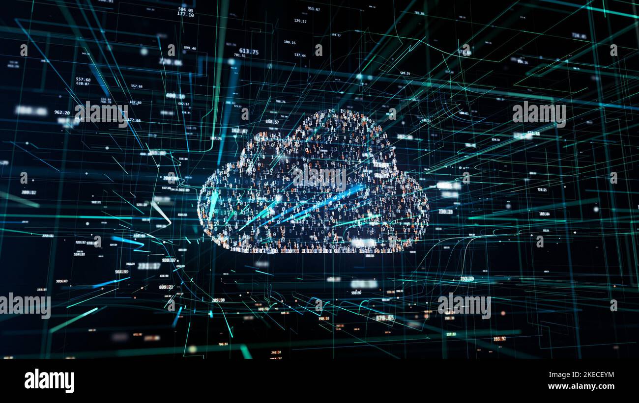 3D illustration, symbol of cloud technology in modern digital world ...