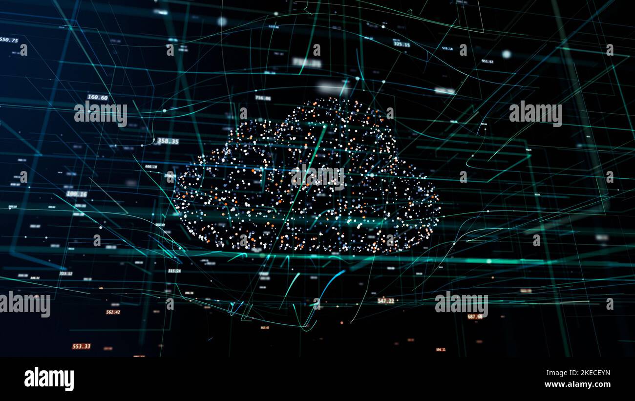 3D illustration, symbol of cloud technology in modern digital world ...