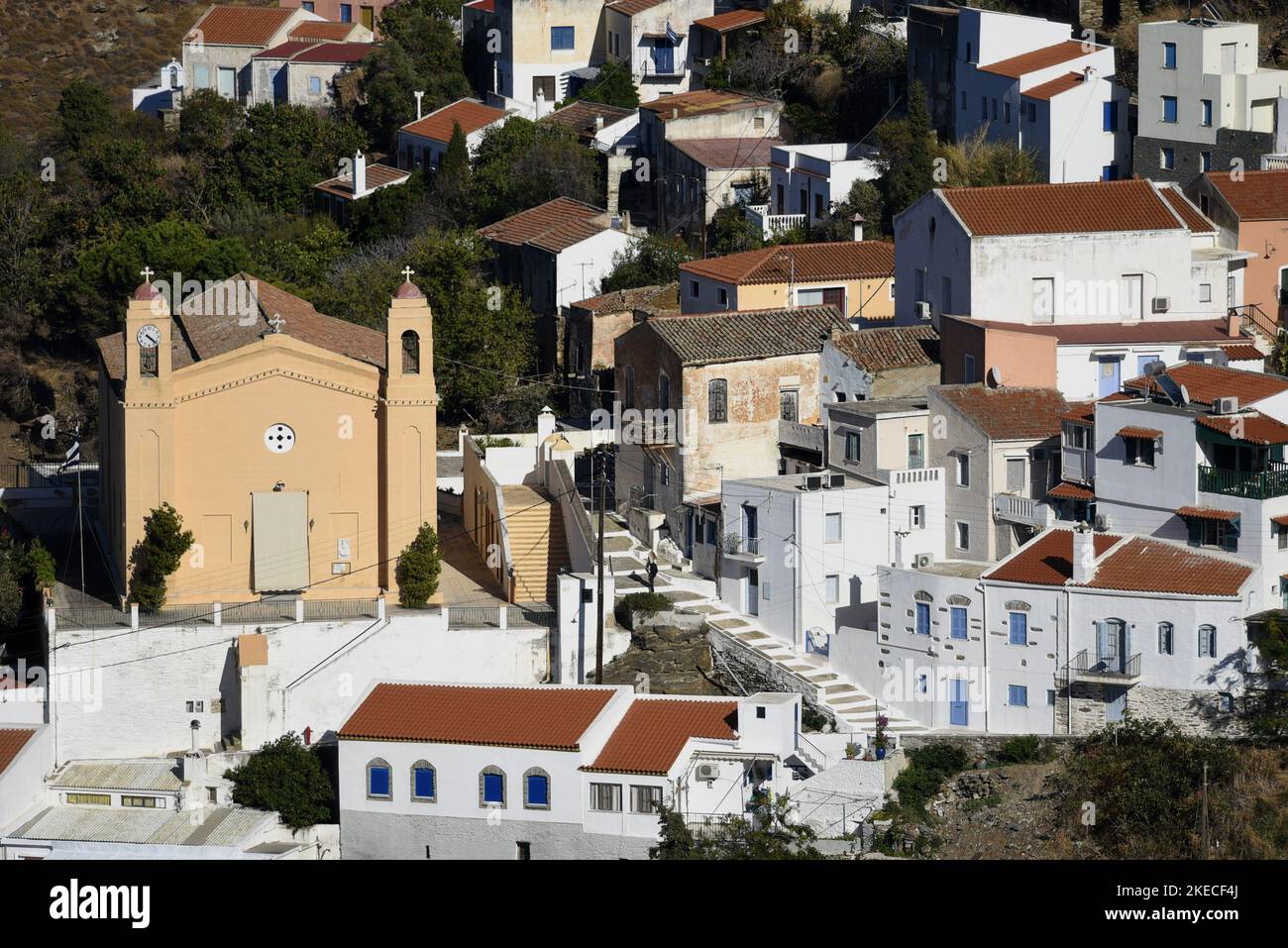 Landscape with panoramic view of Ioulida the ancient capital of Kea ...