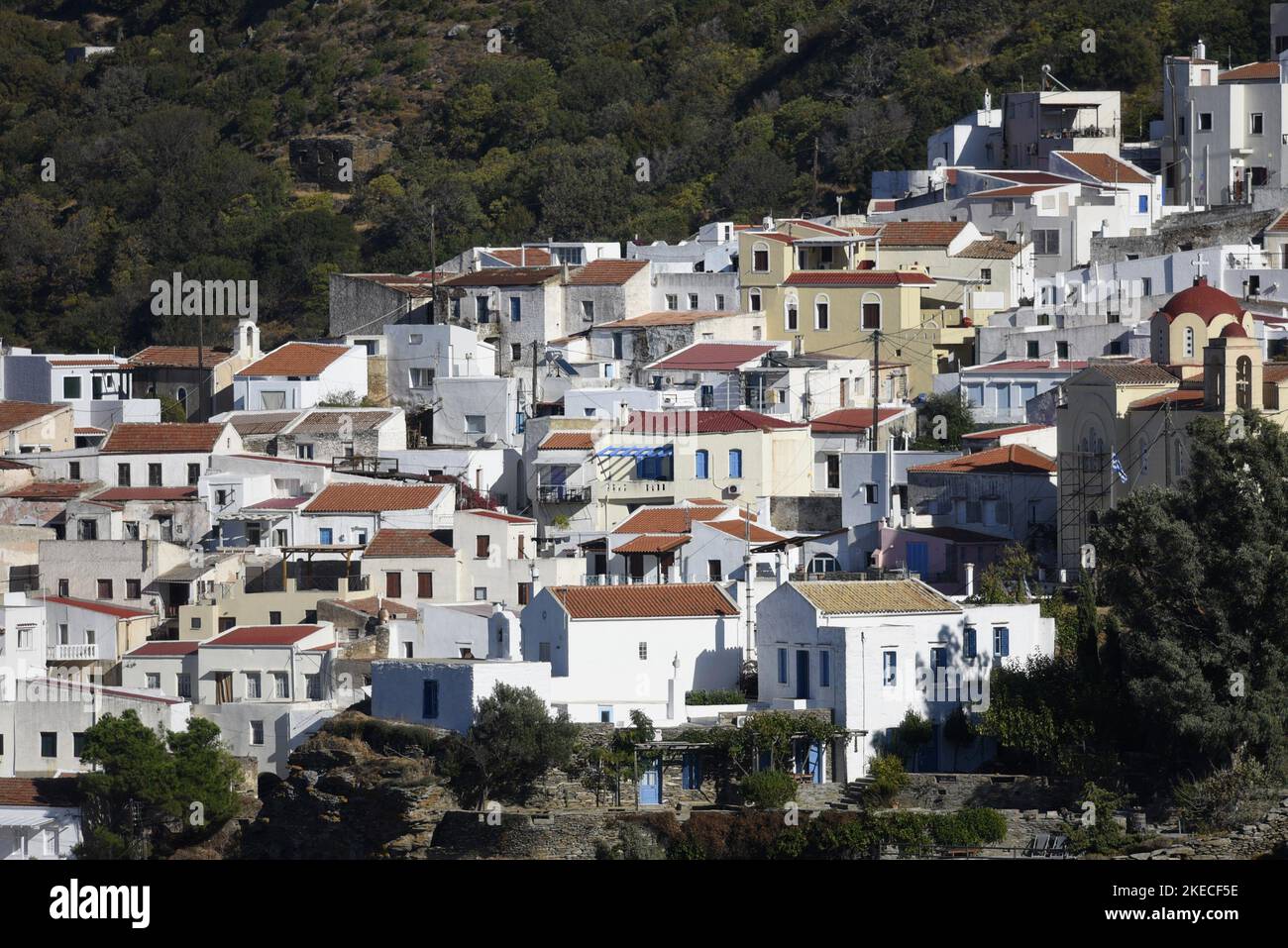 Landscape with panoramic view of Ioulida the ancient capital of Kea ...