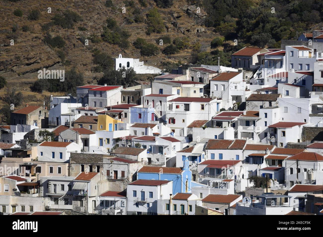 Landscape with panoramic view of Ioulida the ancient capital of Kea ...