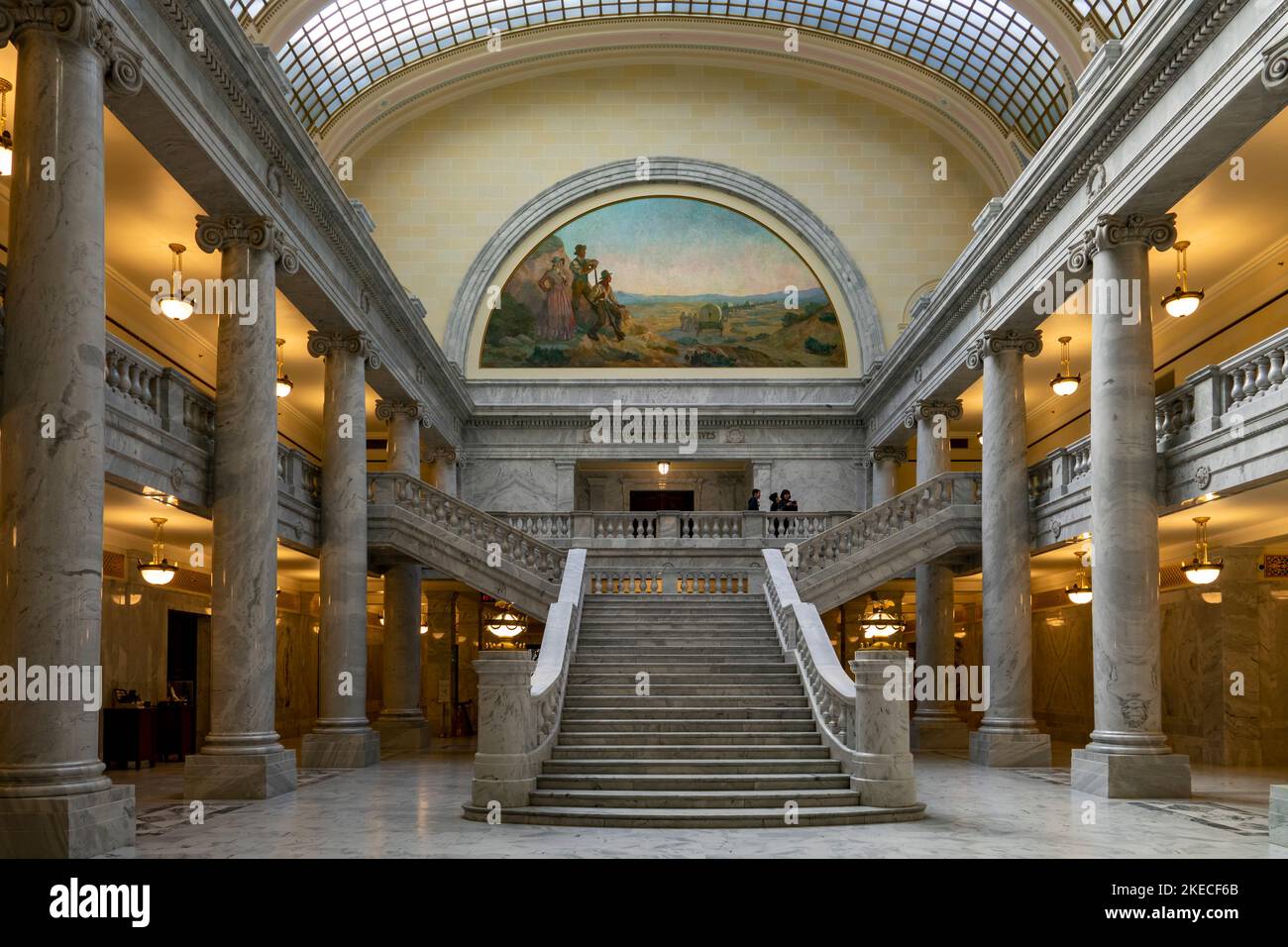 USA, Utah, Salt Lake City, State Capitol, west atrium staircase Stock ...