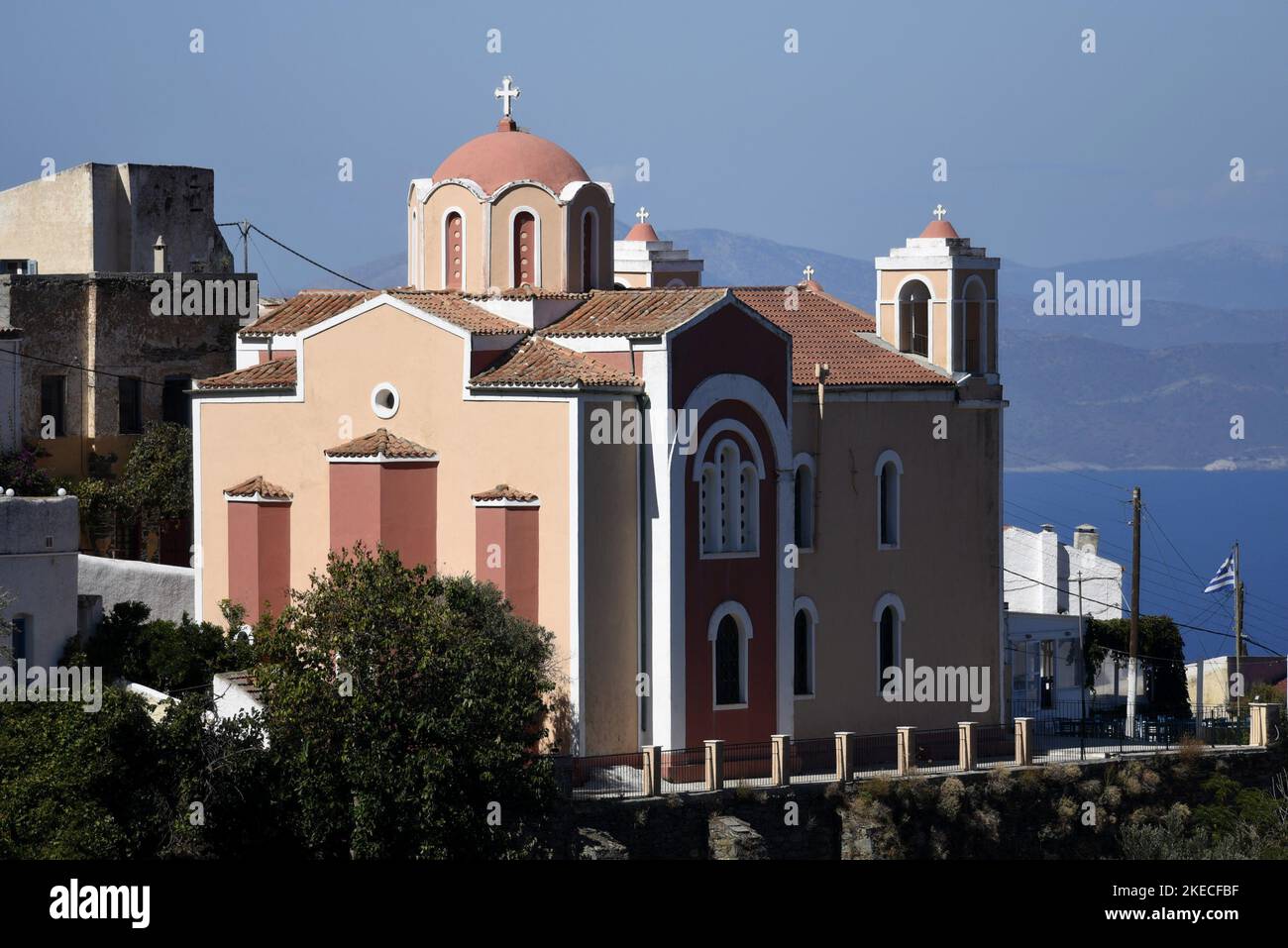 Landscape with panoramic view of Aghios Spyridon a Byzantine church in ...
