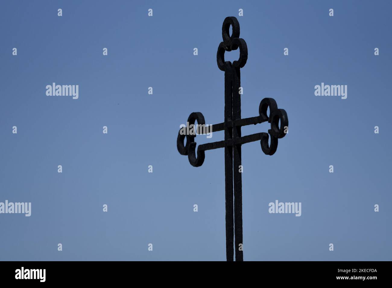 Traditional handcrafted wrought iron cross of Aghios Spyridon a Greek ...