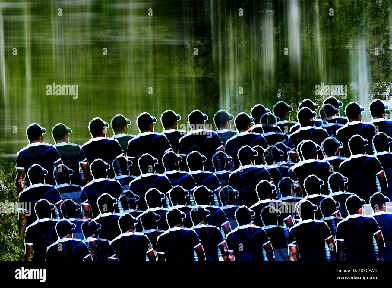 Crowd of people. Crowd of men with hat. Group of workers, team ...