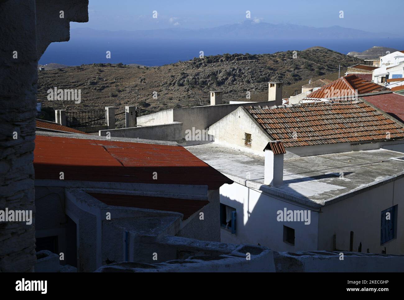 Landscape with panoramic view of Ioulida the ancient capital of Kea ...