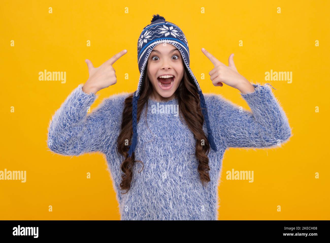 Winter hat. Cold season concept. Winter fashion accessory for children ...