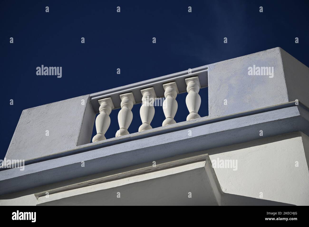 Old Neoclassical house balcony with a balustrade mold concrete railing ...