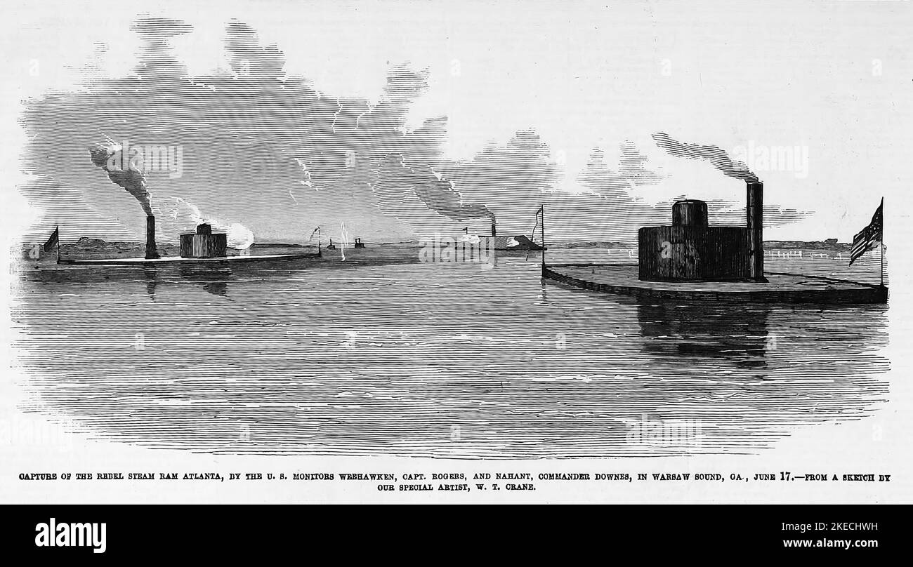 Capture of the Rebel steam ram Atlanta, by the U. S. monitors Weehawken ...