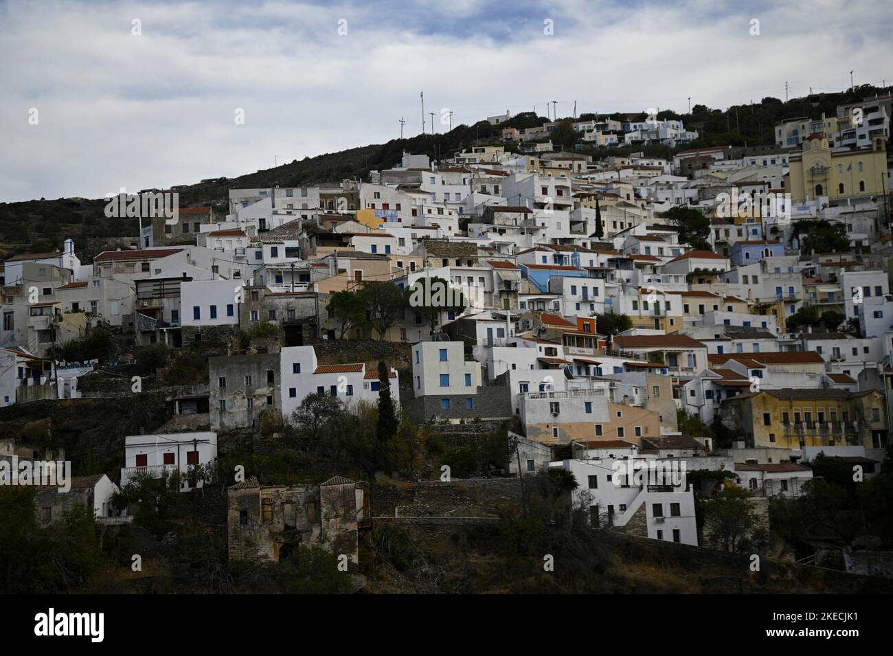 Landscape with panoramic view of Ioulida the ancient capital of Kea ...