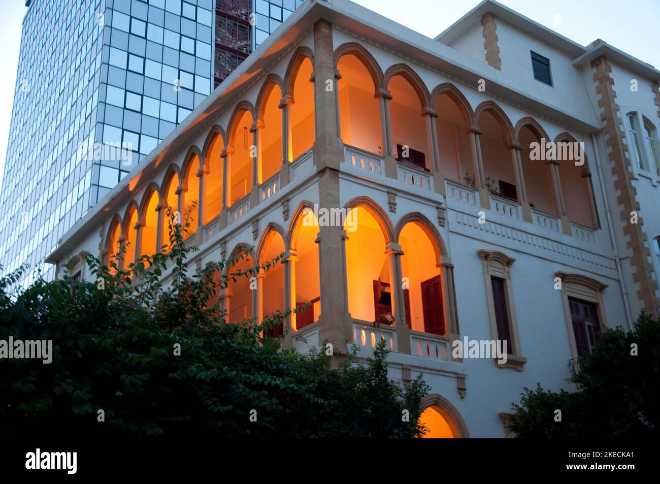 Haigazian (Armenian) University, Beirut, Lebanon. Balconies lit in the ...
