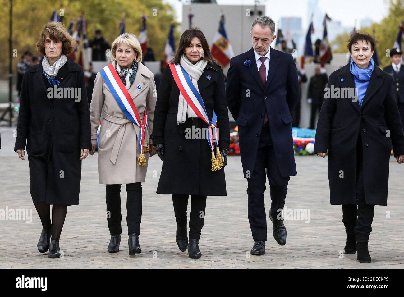 Paris, France. 11th Nov 2022. La maire de Paris, Ae Hidalgo et Emmanuel ...