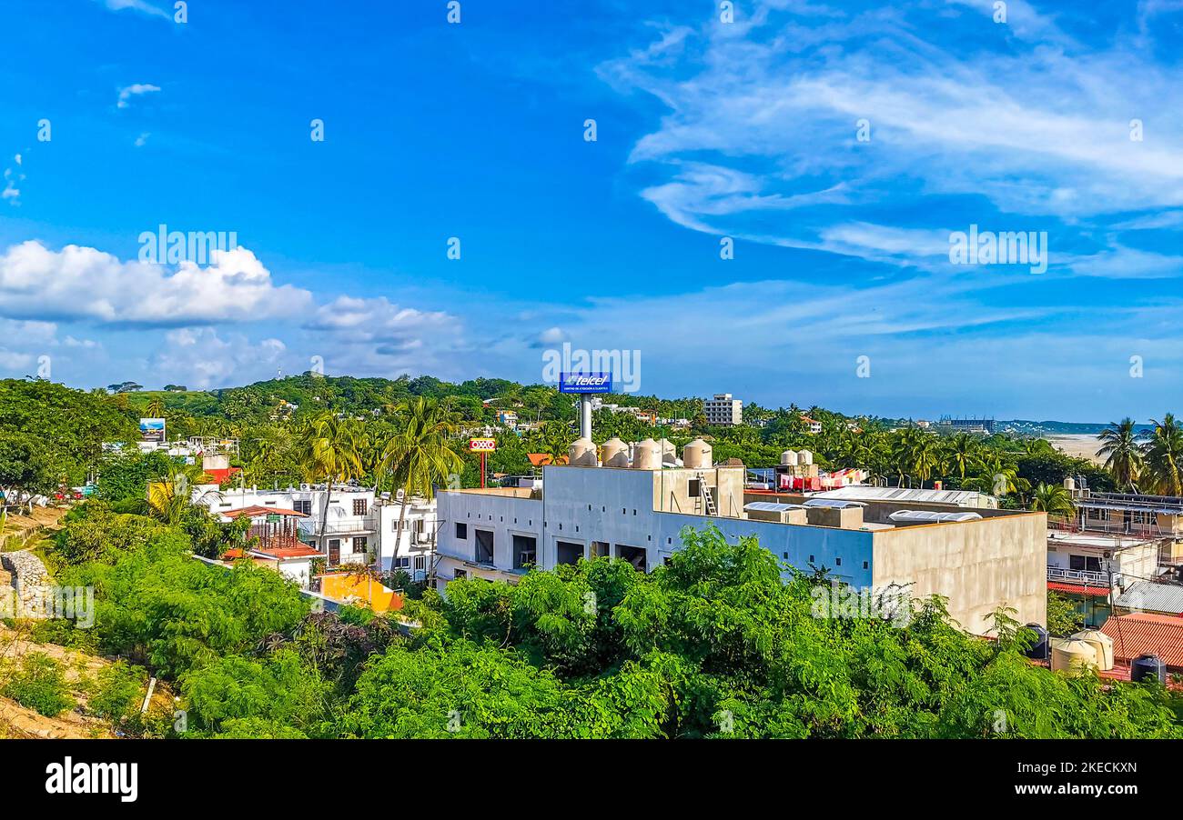 Beautiful city and seascape landscape panorama and view of Zicatela ...