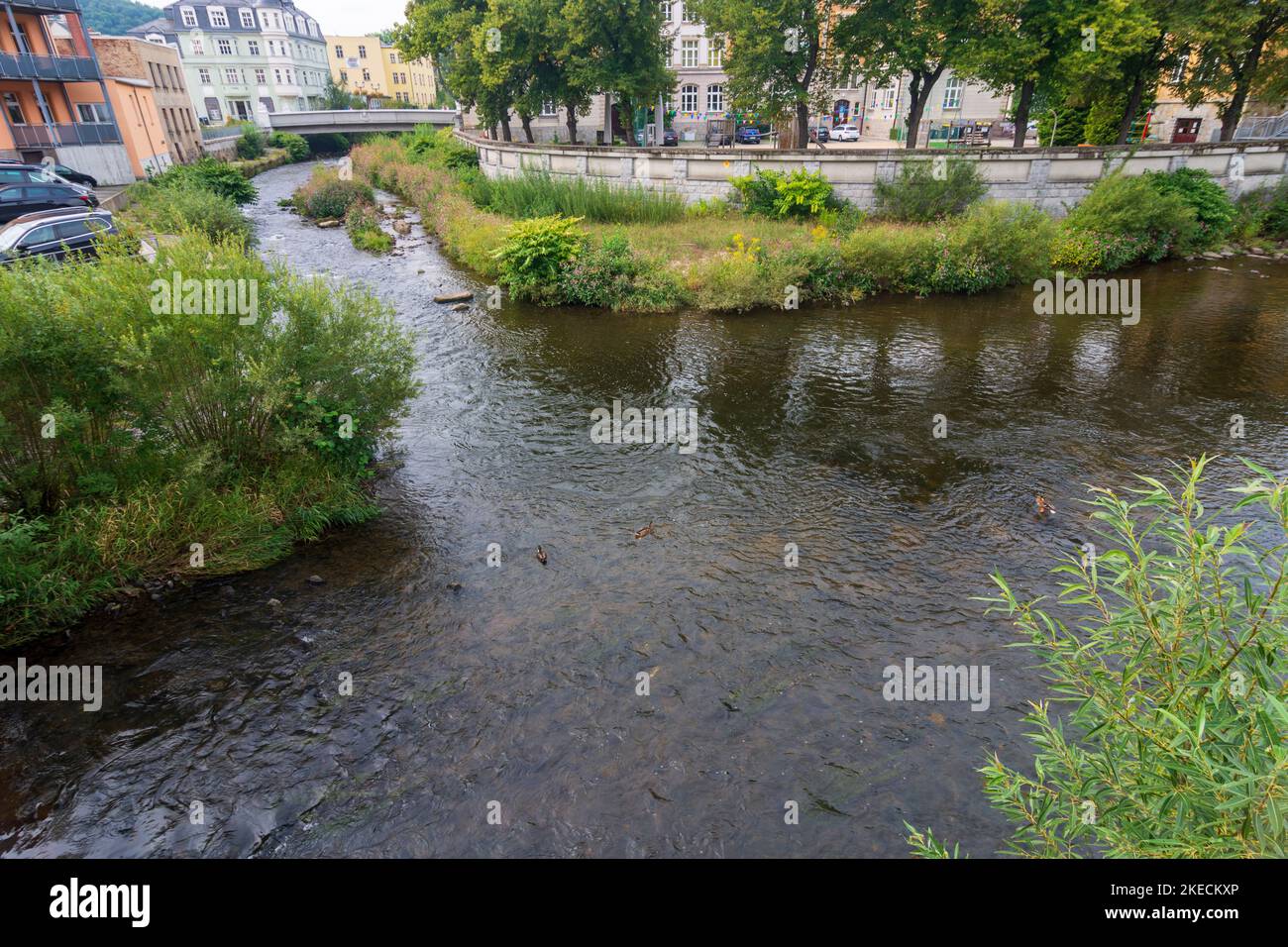 Aue, confluence of river Zwickauer Mulde and Schwarzwasser in ...