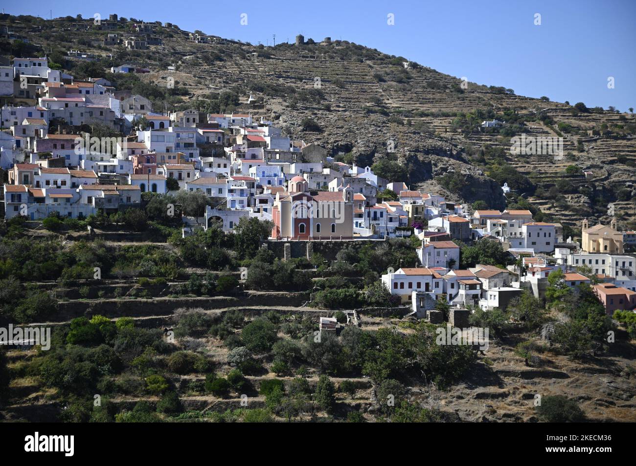 Landscape with panoramic view of Ioulida the ancient capital of Kea ...