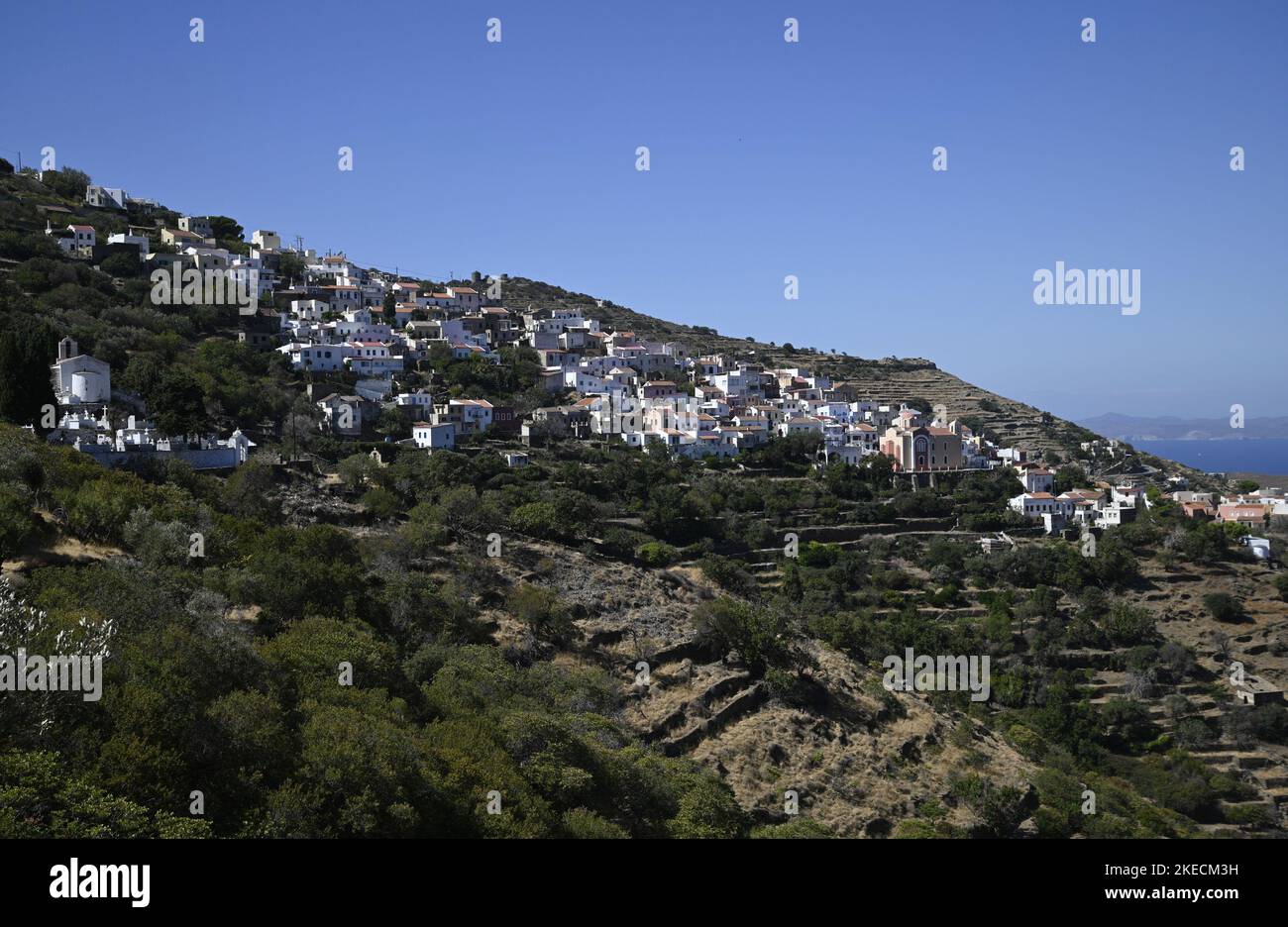 Landscape with panoramic view of Ioulida the ancient capital of Kea ...