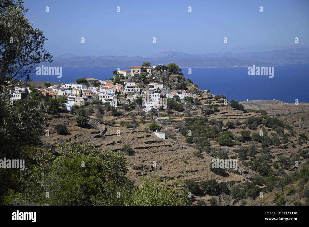 Landscape with panoramic view of Ioulida the ancient capital of Kea ...