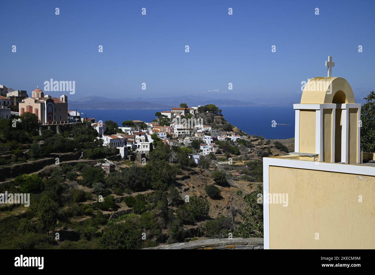 Landscape with panoramic view of Ioulida the ancient capital of Kea ...