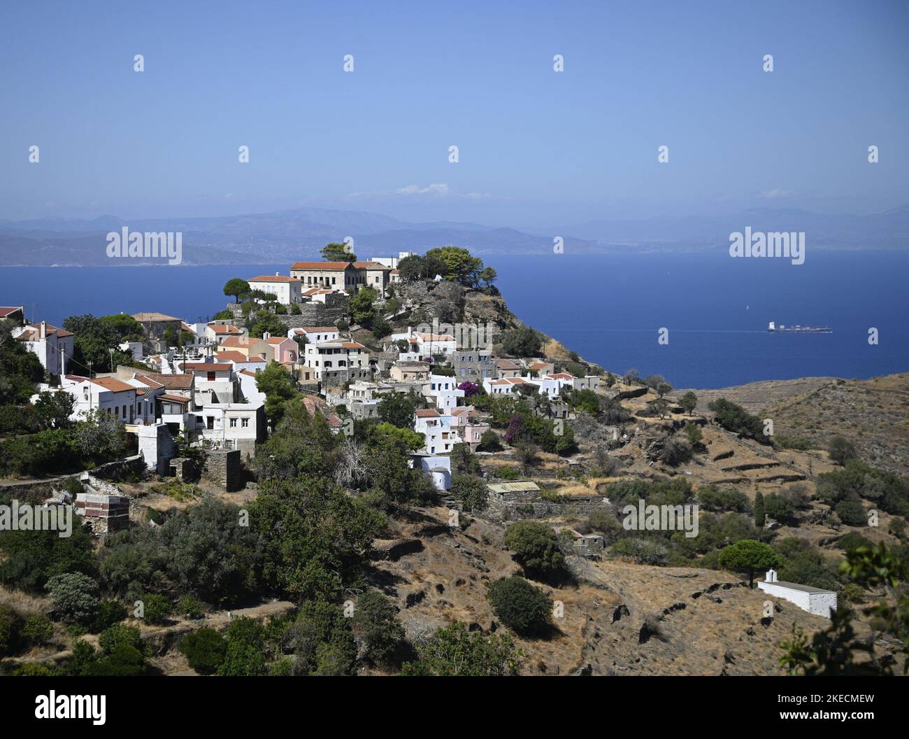 Landscape with panoramic view of Ioulida the ancient capital of Kea ...