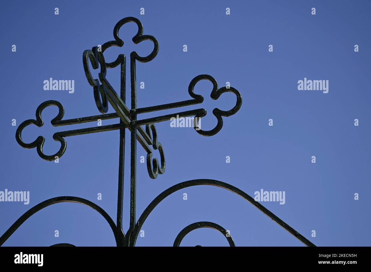 Traditional handcrafted wrought iron cross of Aghios Spyridon a Greek ...
