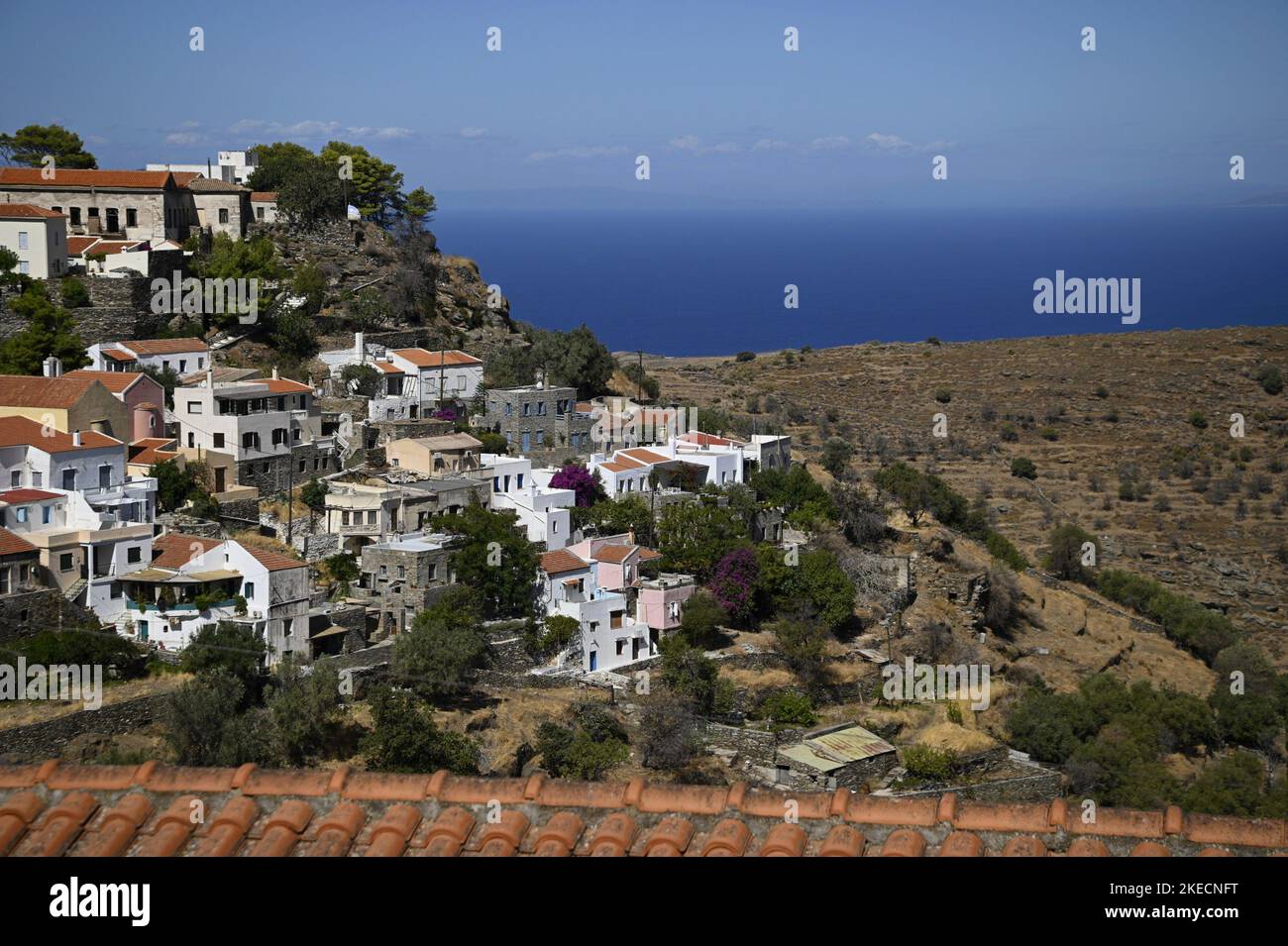 Landscape with panoramic view of Ioulida the ancient capital of Kea ...