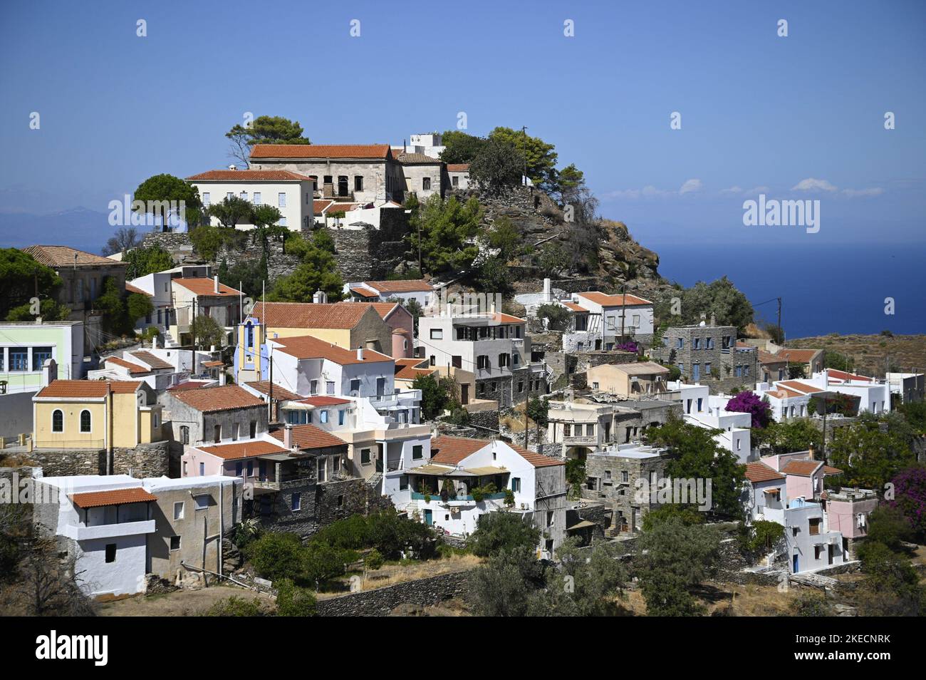 Landscape with panoramic view of Ioulida the ancient capital of Kea ...