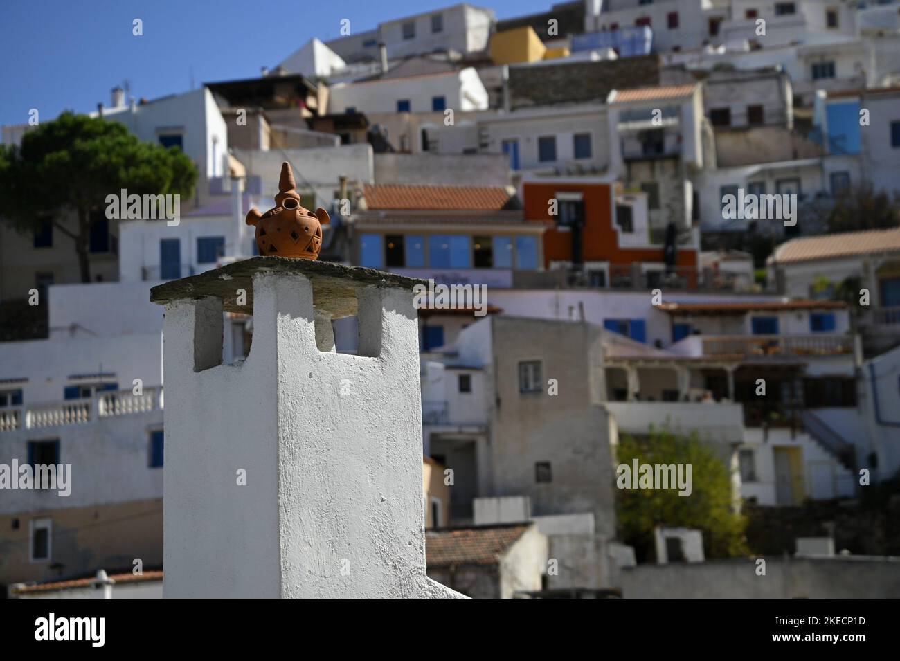 Landscape with panoramic view of Ioulida the ancient capital of Kea ...