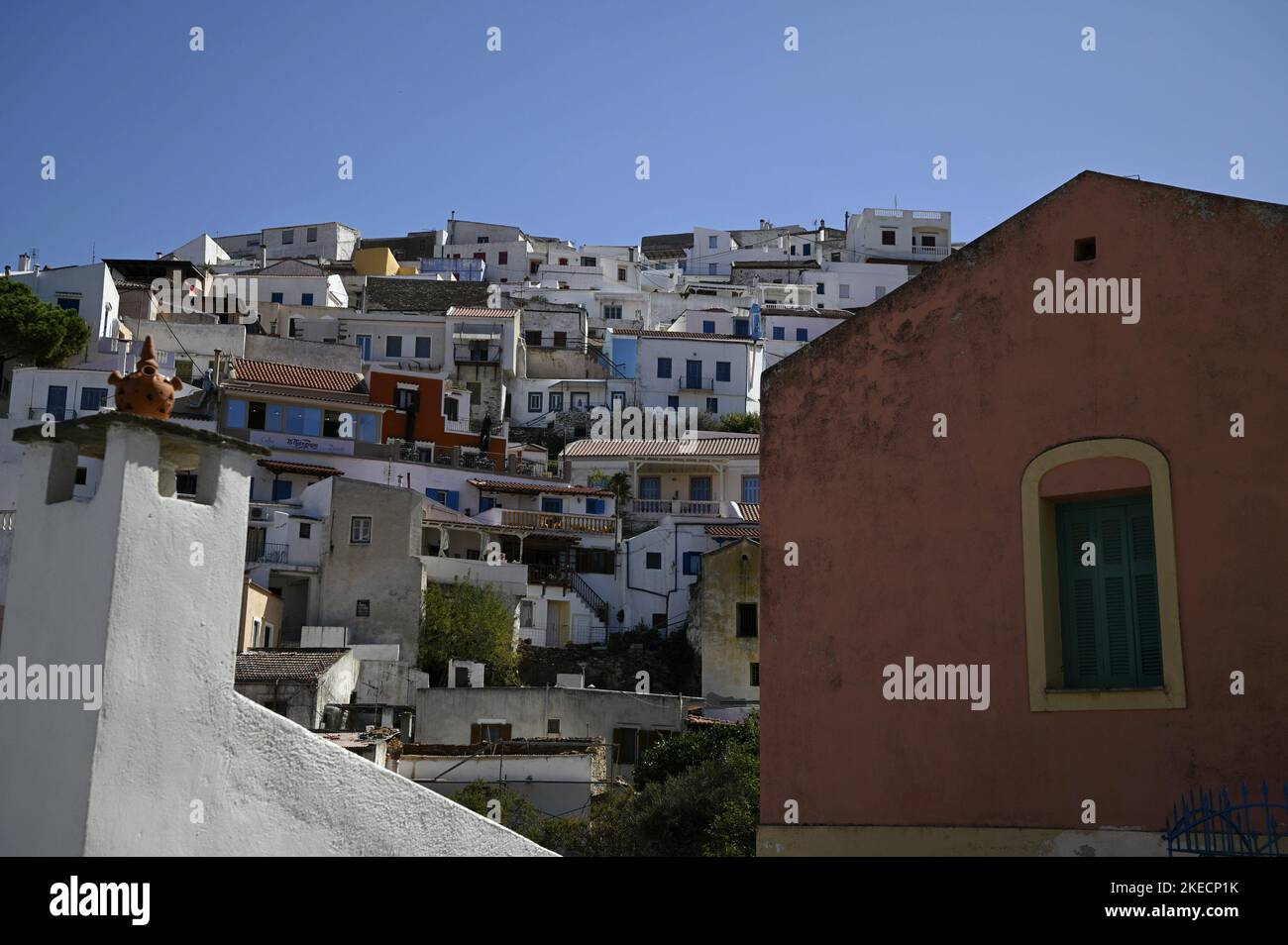 Landscape with panoramic view of Ioulida the ancient capital of Kea ...