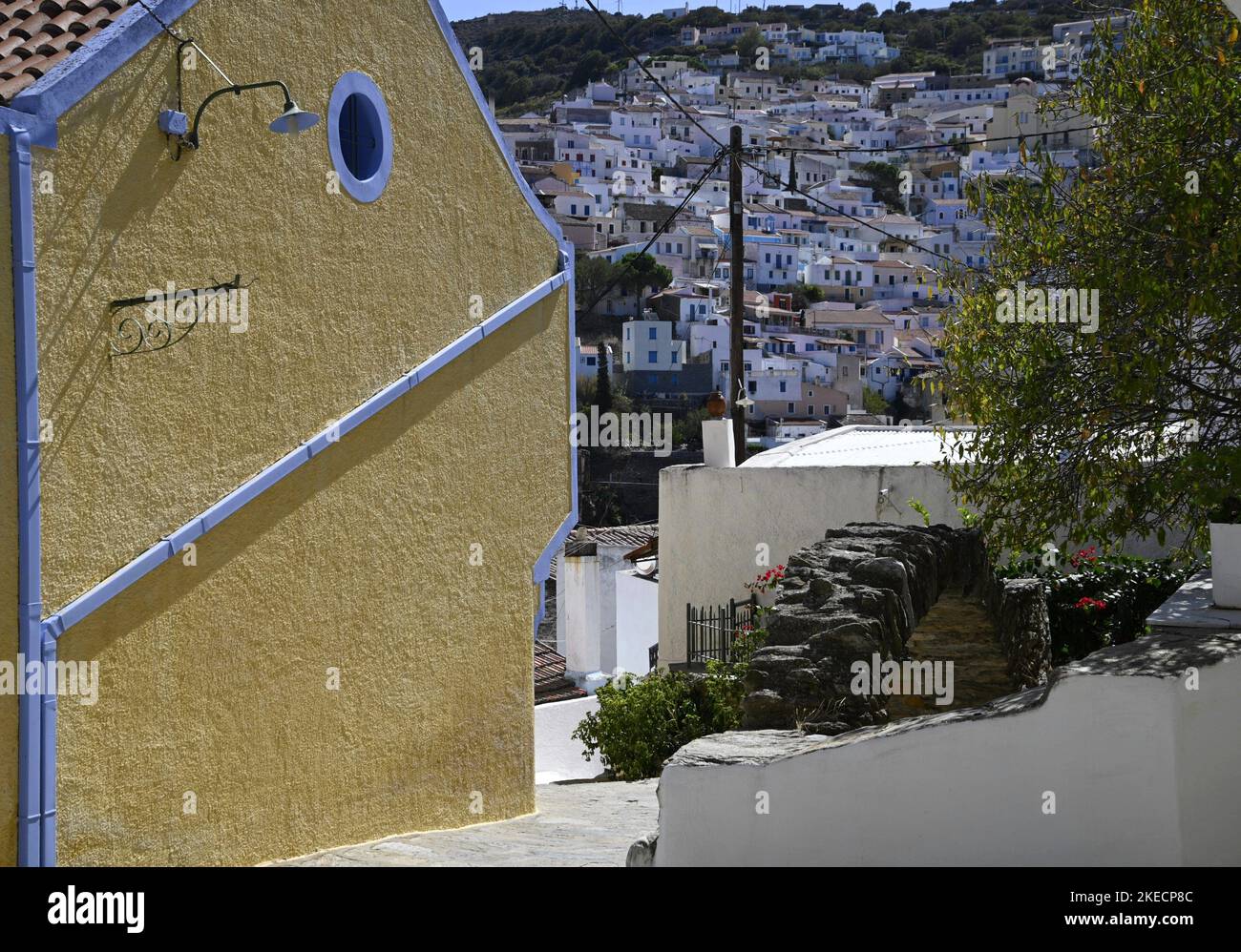 Landscape with panoramic view of Ioulida the ancient capital of Kea ...